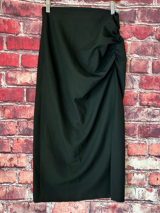 Zara | Skirts | Zara Black Ruched Draped Midi Skirt Side Slit | Poshmark